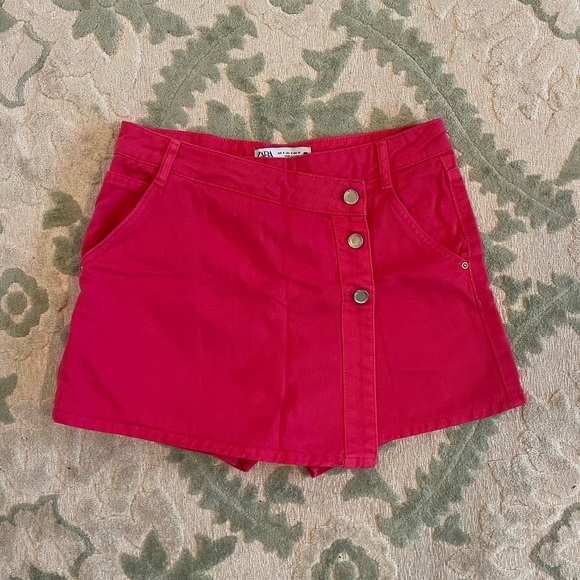 Zara | Skirts | Hot Pink Zara Denim Skort | Poshmark